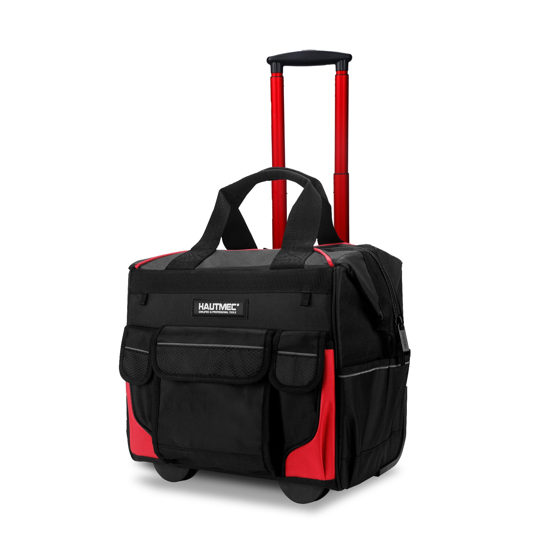 HAUTMEC 14.5" Rolling Tool Bag with Wheels, 25-Pocket Portable Tool Bo ...