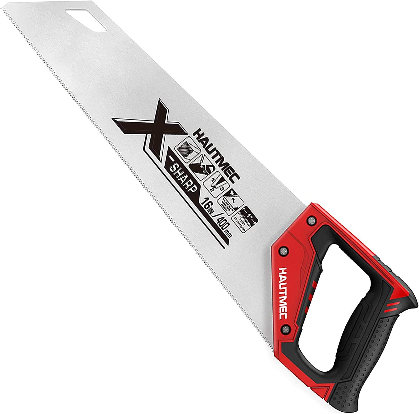 HAUTMEC 16 in. Universal X-Sharp Hand Saw - 11 TPI Fine Cuts Wood Saw ...