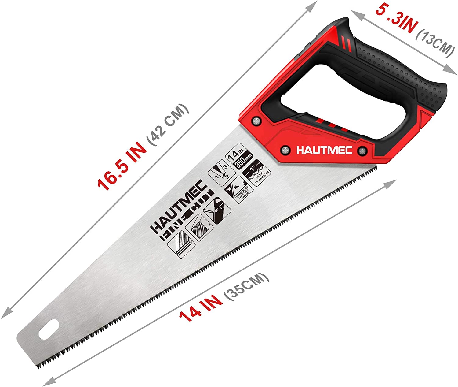 HAUTMEC 14 in. Universal Hand Saw - 11 TPI Fine Cuts Wood Saw - Profes – Hautmectools